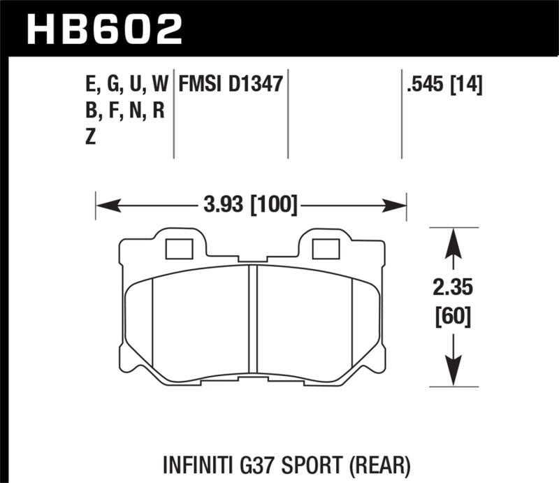 Hawk Infiniti G37 Sport Performance Ceramic Street Rear Brake Pads ...